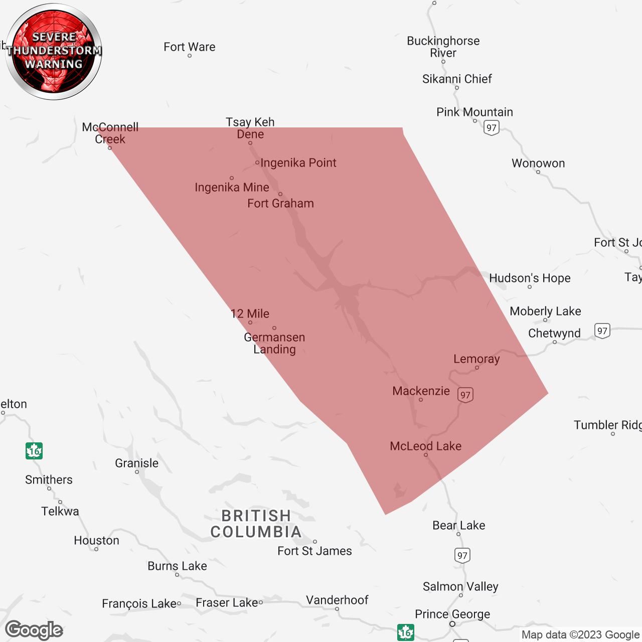 Severe Thunderstorm Warning Issued