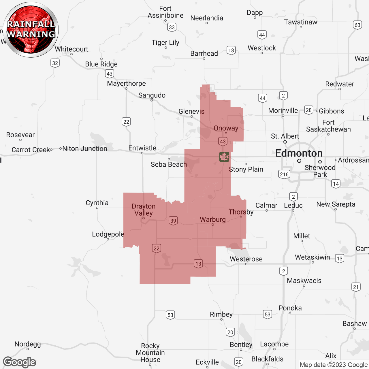 Rainfall Warning Issued