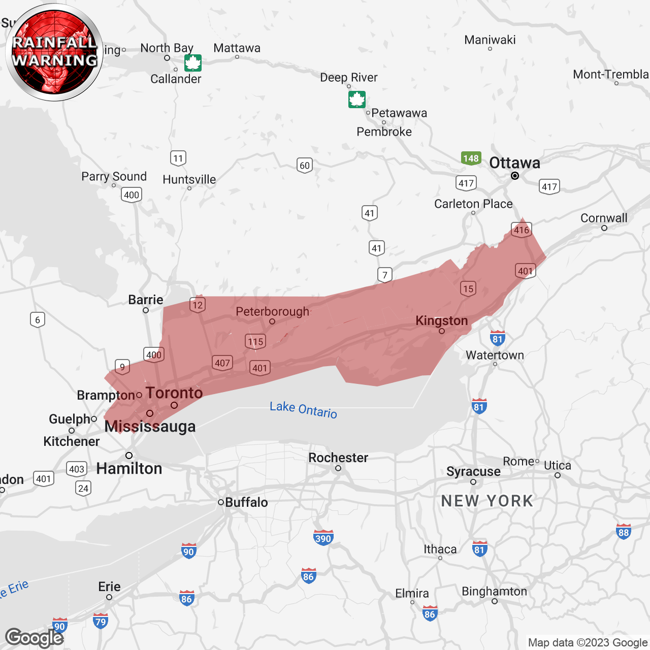 Rainfall Warning Issued