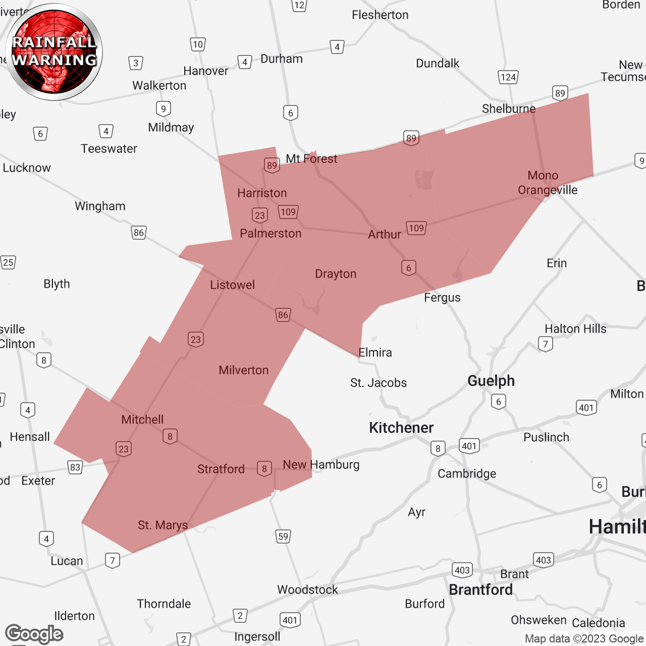Rainfall Warning Issued