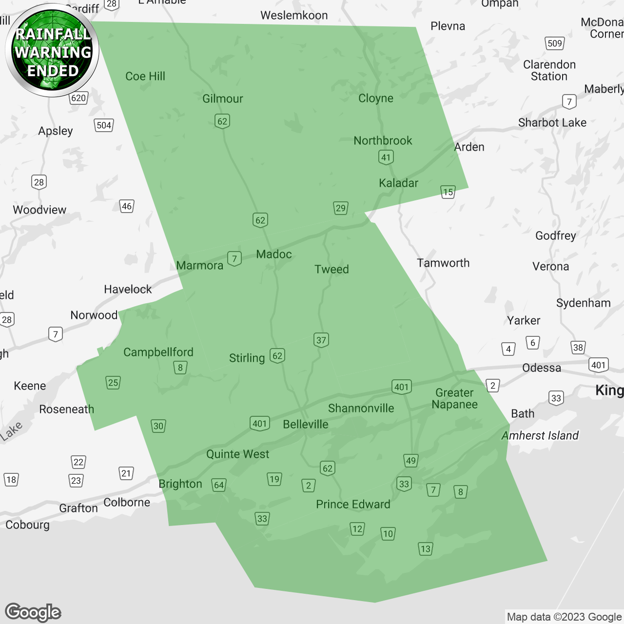 Rainfall Warning Ended