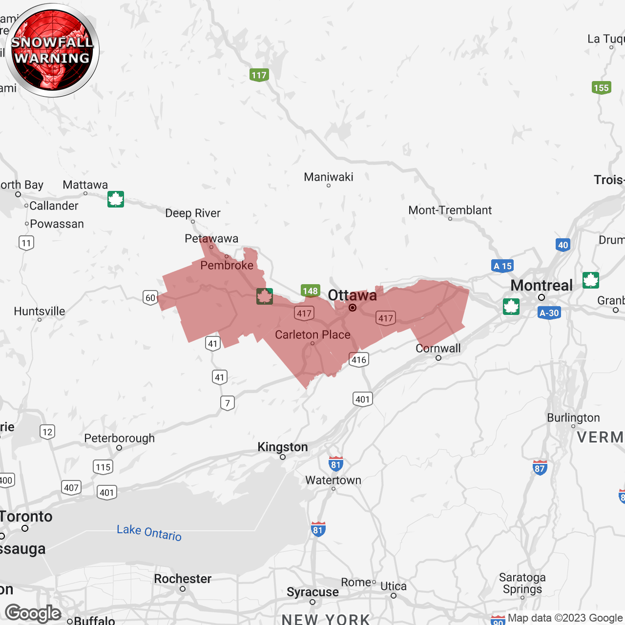 Snowfall Warning Issued