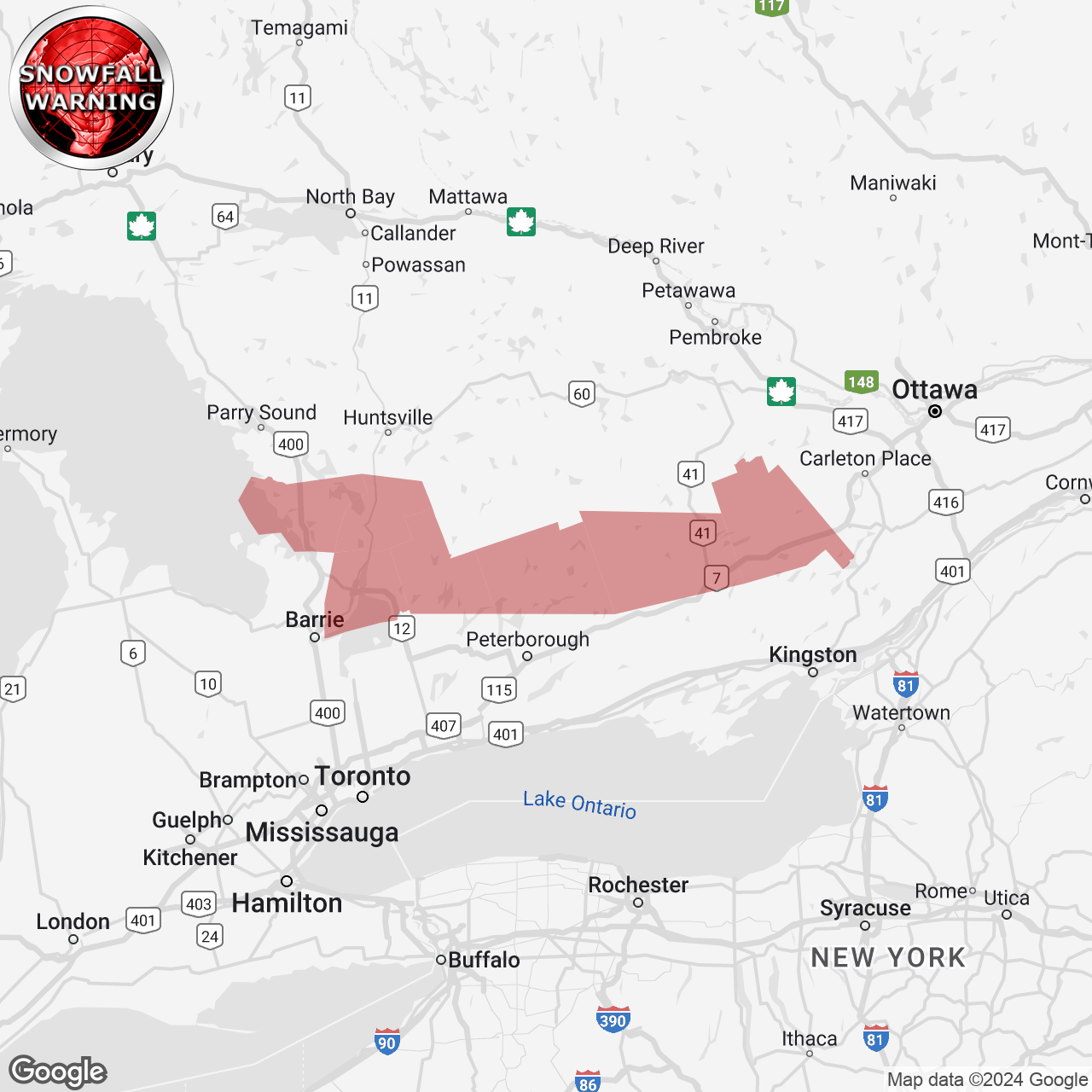 Snowfall Warning Issued