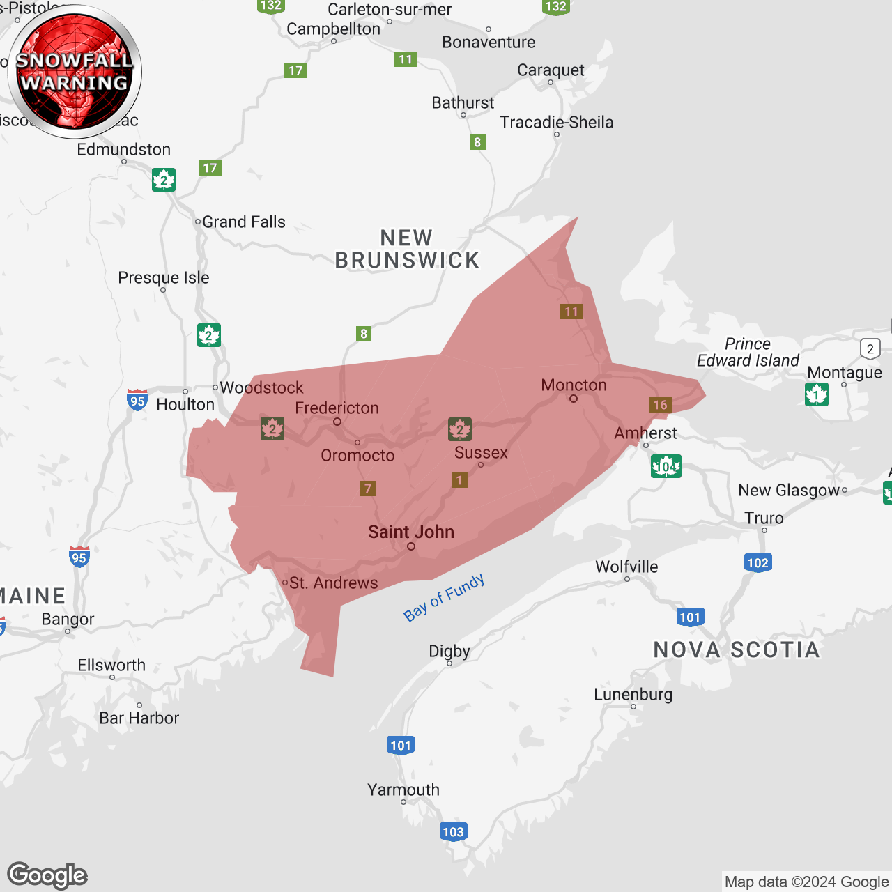Snowfall Warning Issued
