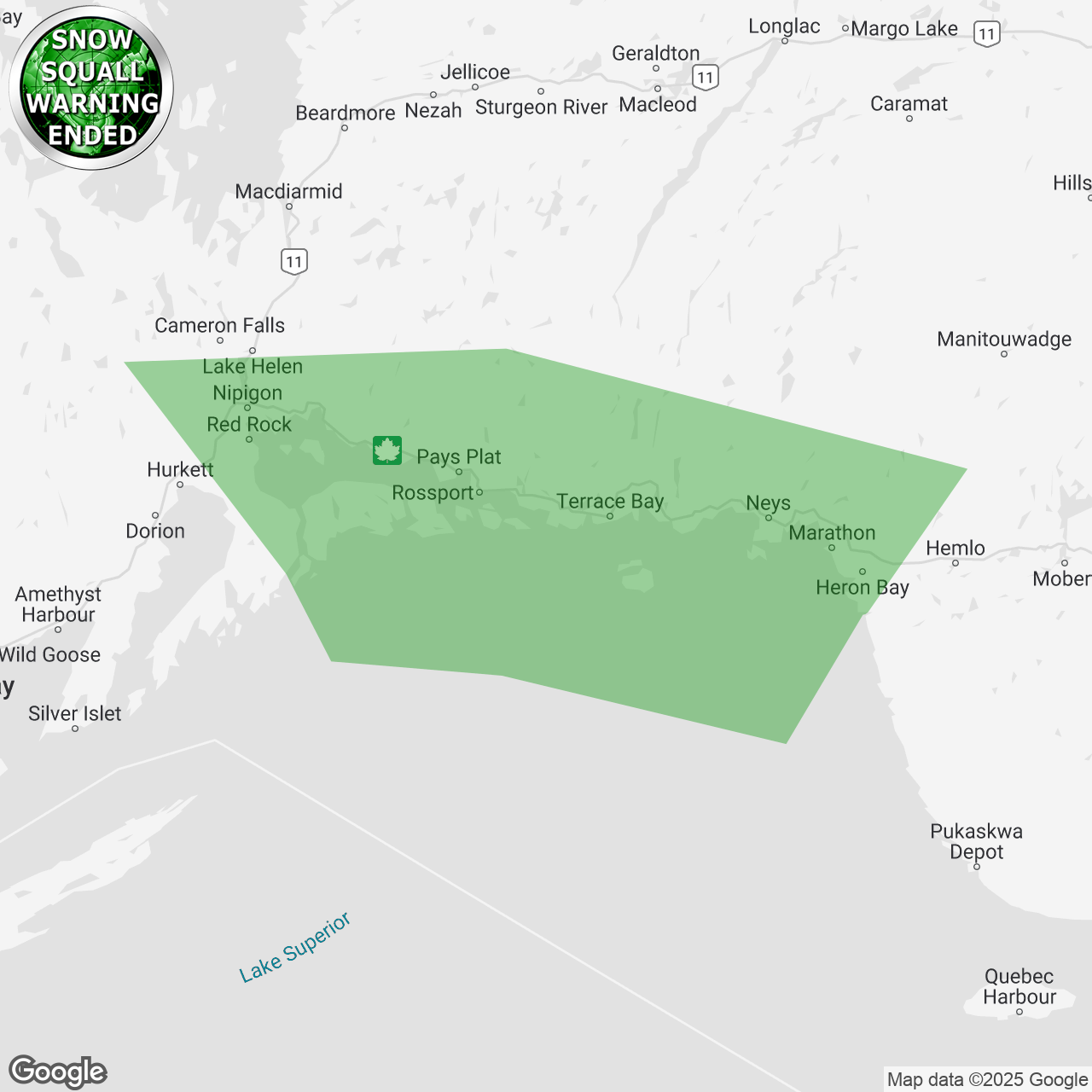 Snow Squall Warning Ended