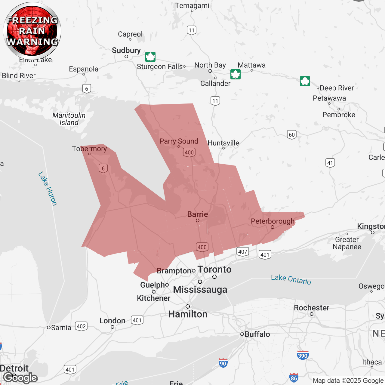 Freezing Rain Warning Issued