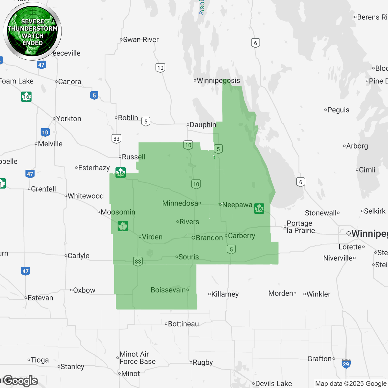 Severe Thunderstorm Watch Ended