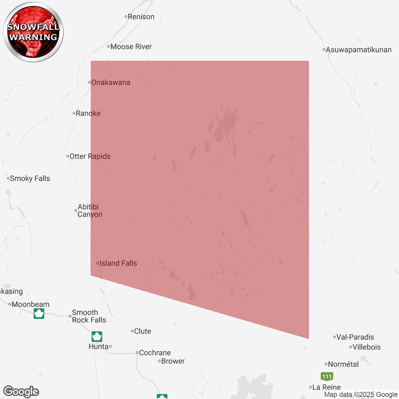 Snowfall Warning Issued